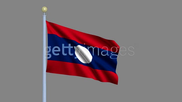 Flag of Laos waving in the wind - highly detailed flag including alpha ...
