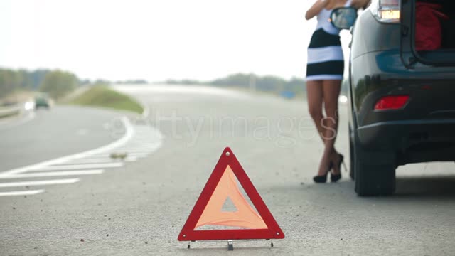 Desperate businesswoman with car engine problems calling tow truck 동영상 ...