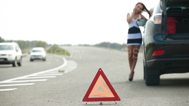 Desperate businesswoman with car engine problems calling tow truck 동영상 ...