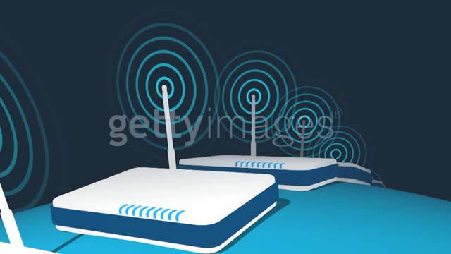 Computer generated animation of routers rotating around a sphere with ...