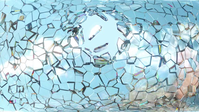 Shattered glass falling down with slow motion. Alpha is included 동영상 ...
