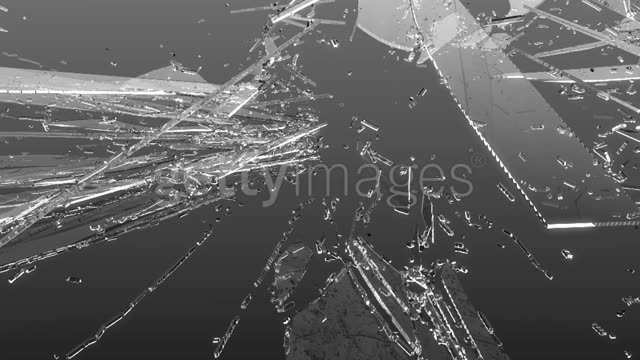 Cracked and Shattered black glass with slow motion. Alpha is included ...