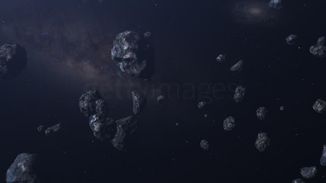 Large Asteroid Rocks Flying in space, Milky way 동영상 (JF220043) - 게티이미지뱅크
