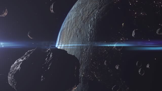 Large Group of Asteroids Meteors Moving Towards Planet Earth 동영상 ...
