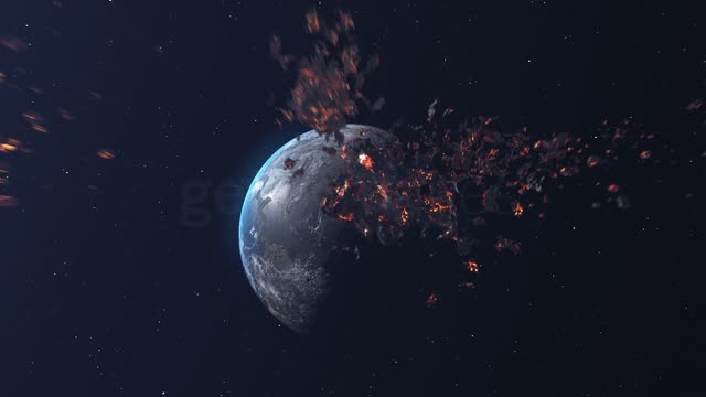Asteroids meteors Rocks Heading planet Earth with Burning debris 동영상 ...