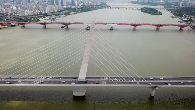 Cityscape of Han River, Yeouido, World Cup Bridge, Seongsandaegyo ...