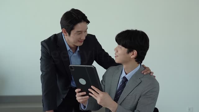 Businessmen - Men encouraging each other and smiling at camera 동영상 ...