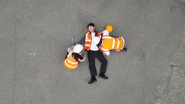 Business Logistics - Man passed out and people taking emergency measure ...