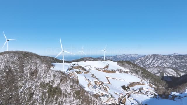 Anbandegi Village, wind power plant and surroundings / Pyeongchang-gun ...