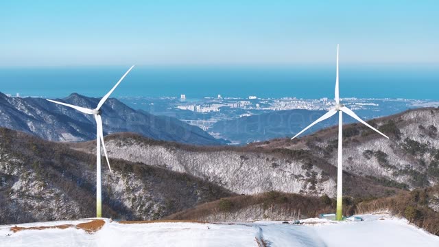Anbandegi Village, wind power plant and surroundings / Pyeongchang-gun ...