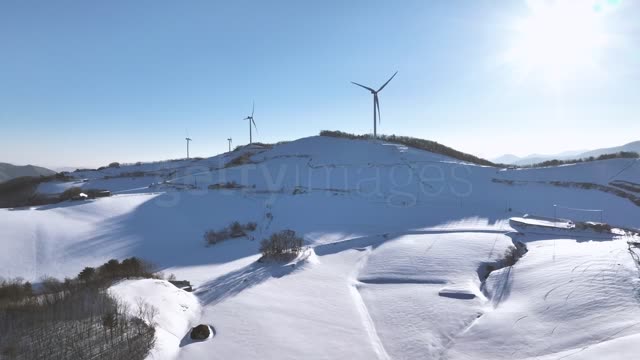 Anbandegi Village, wind power plant and surroundings / Pyeongchang-gun ...