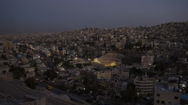Rome, colosseum, downtown and cityscape at night / Amman, Jordan 동영상 ...