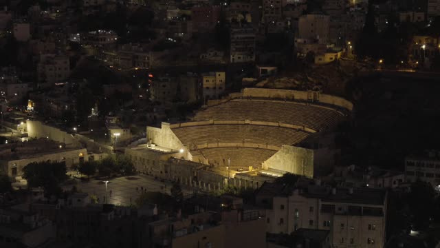 Rome, colosseum, downtown and cityscape at night / Amman, Jordan 동영상 ...