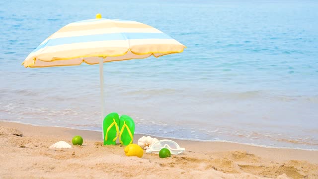 Summer Beach - Lots of green, yellow stuffs and waves in beach / South ...