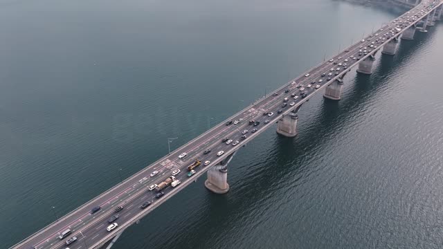 Seoul, Gwangjin-gu, Cheongdam Bridge, traffic, downtown and cityscape ...