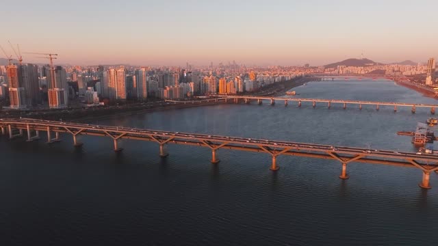 Seoul, Gwangjin-gu, Cheongdam Bridge, Yeongdong Bridge, downtown and ...