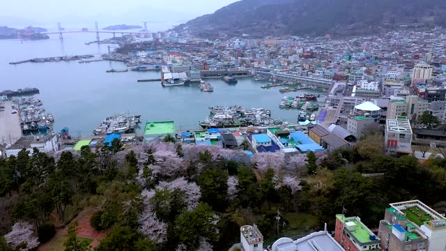 Gyeongsangnam-do, Sacheon-si, Samcheonpo Bridge, Samcheonpo Port and ...