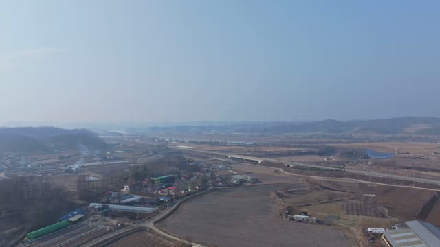 Gyeonggi-do, Paju-si, Imjingang, Biryong Bridge, mountain, rice paddy ...