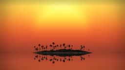 (1071) Looping Tropical Island Sunset with Palms and Ocean Surf ...