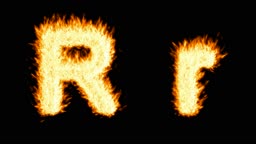Loopable burning R character& capital and small. Alpha channel is ...