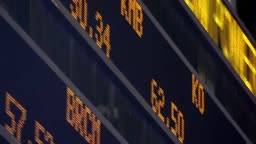 Large scrolling LED stock ticker shows stock market developments (VID ...