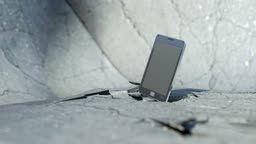 Smart phone falling down and smashing the concrete floor with slow ...