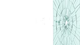 Bullet hole: Broken glass and destruction with slow motion. Alpha is ...
