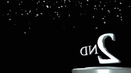 Computer generated animation of a rotating silver second symbol with ...