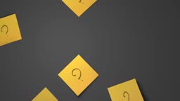 Animation of sticky notes falling with question marks until the final ...