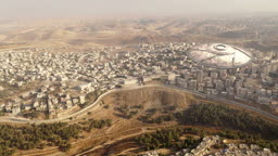 Large Alien spaceship sacuer ufo over refugee Camp, Aerial (JF220282 ...