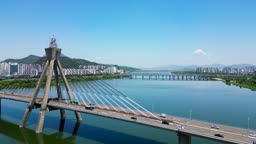 Olyimpic Expressway - View of Han River toward Hanam and vehicle ...
