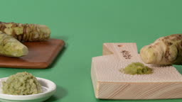 Studio shooting, High speed shooting - Sketch of raw wasabi and ground ...