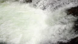 Valley, waterfall, rock, jumping Sharp-snouted lenok, Freshwater fish ...