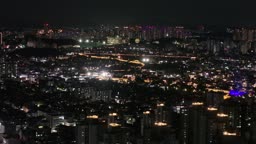 Hwaseong Fortress, downtown, roads and surroundings at night time ...