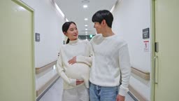 Hospital of Korea - Parturient woman and husband having conversation ...