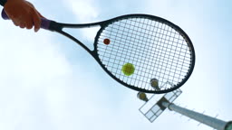 Tennis Club - racket bouncing ball on lens on court / South Korea ...