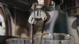 Seoul, Mapo-gu, Gongdeok-dong, house, Coffee Maker dripping espresso on ...