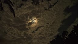 Bali, Ubud, full moon, moonlight, clouds and nature scenery in night ...