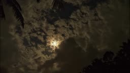 Bali, Ubud, full moon, moonlight, clouds and nature scenery in night ...
